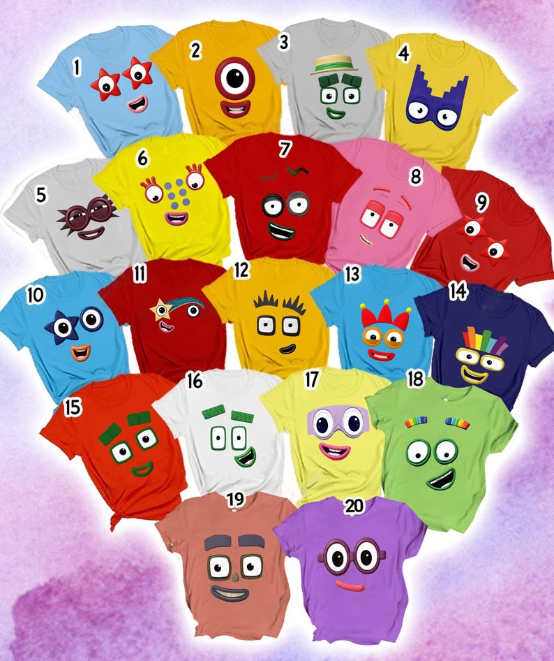 Numberblocks Costume Halloween Shirt, Number Blocks Characters Shirt ...