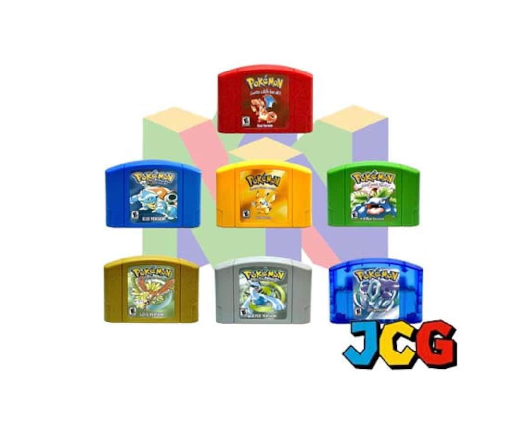 Pokemon N64 Games Blue Red Yellow Green Crystal Silver Gold Nintendo 64 ...