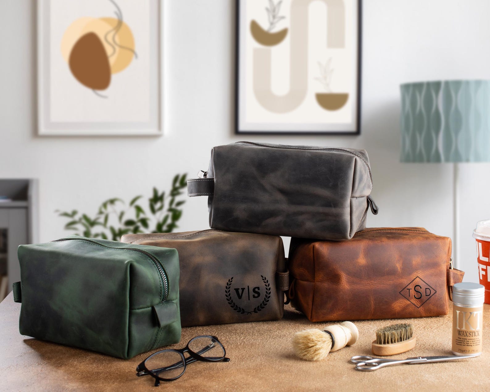 Mens Toiletry Custom Leather Groomsmen Bag | Personalized Dopp Kit and ...
