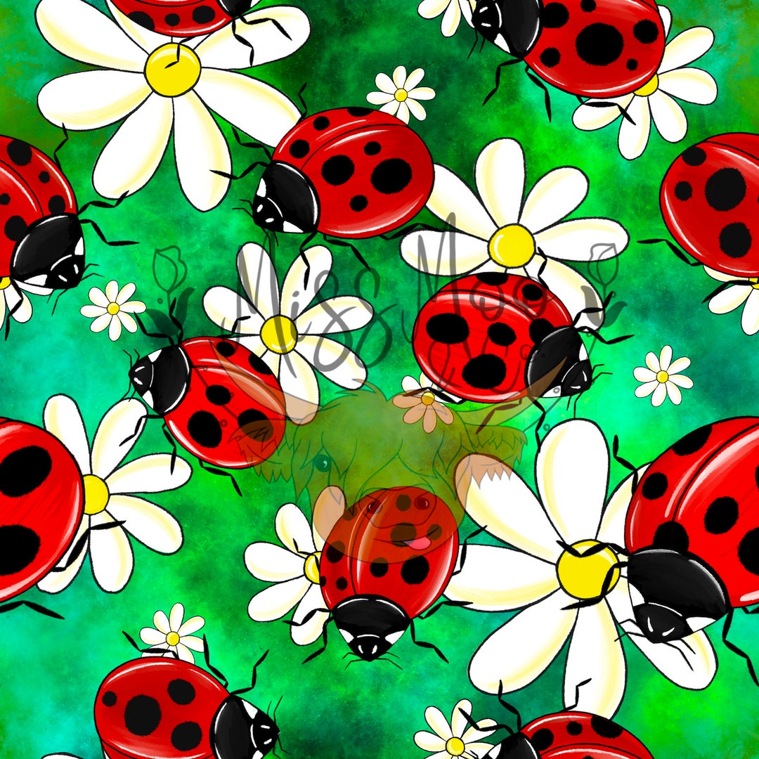 Daisy Bugs - Hand Drawn Seamless Pattern Design - Etsy