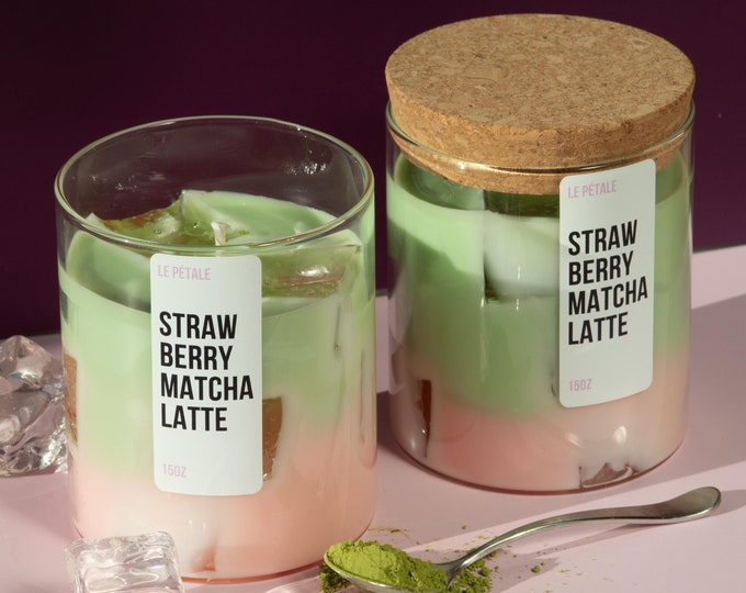 Strawberry Matcha Candle | Soy Candle | Viral Drink Candle | Strawberry ...