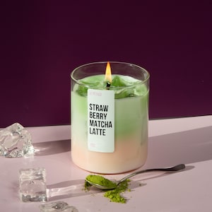Strawberry Matcha Latte Candle | 15 Oz | Iced Latte Strawberry Matcha ...