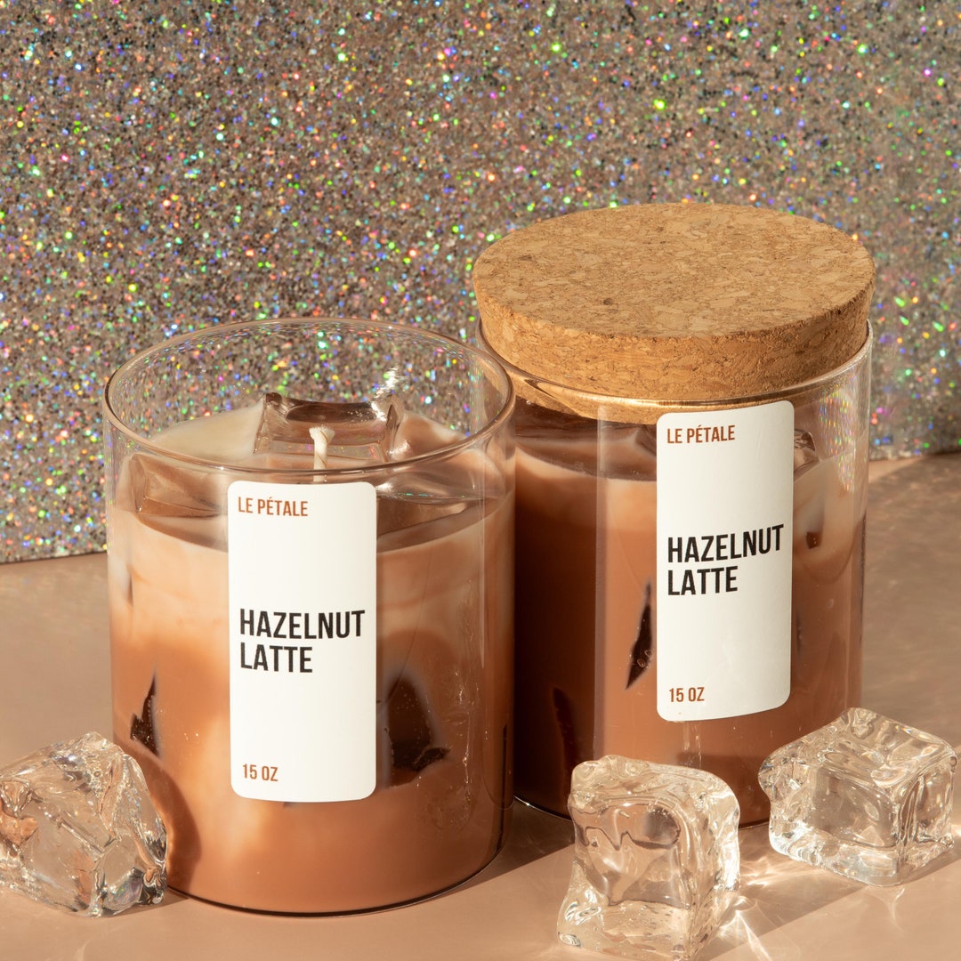Hazelnut Latte Candle | Iced Coffee Candle 15 Oz | Hazelnut Scented ...