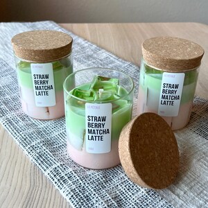 Strawberry Matcha Latte Candle | 15 Oz | Iced Latte Strawberry Matcha ...