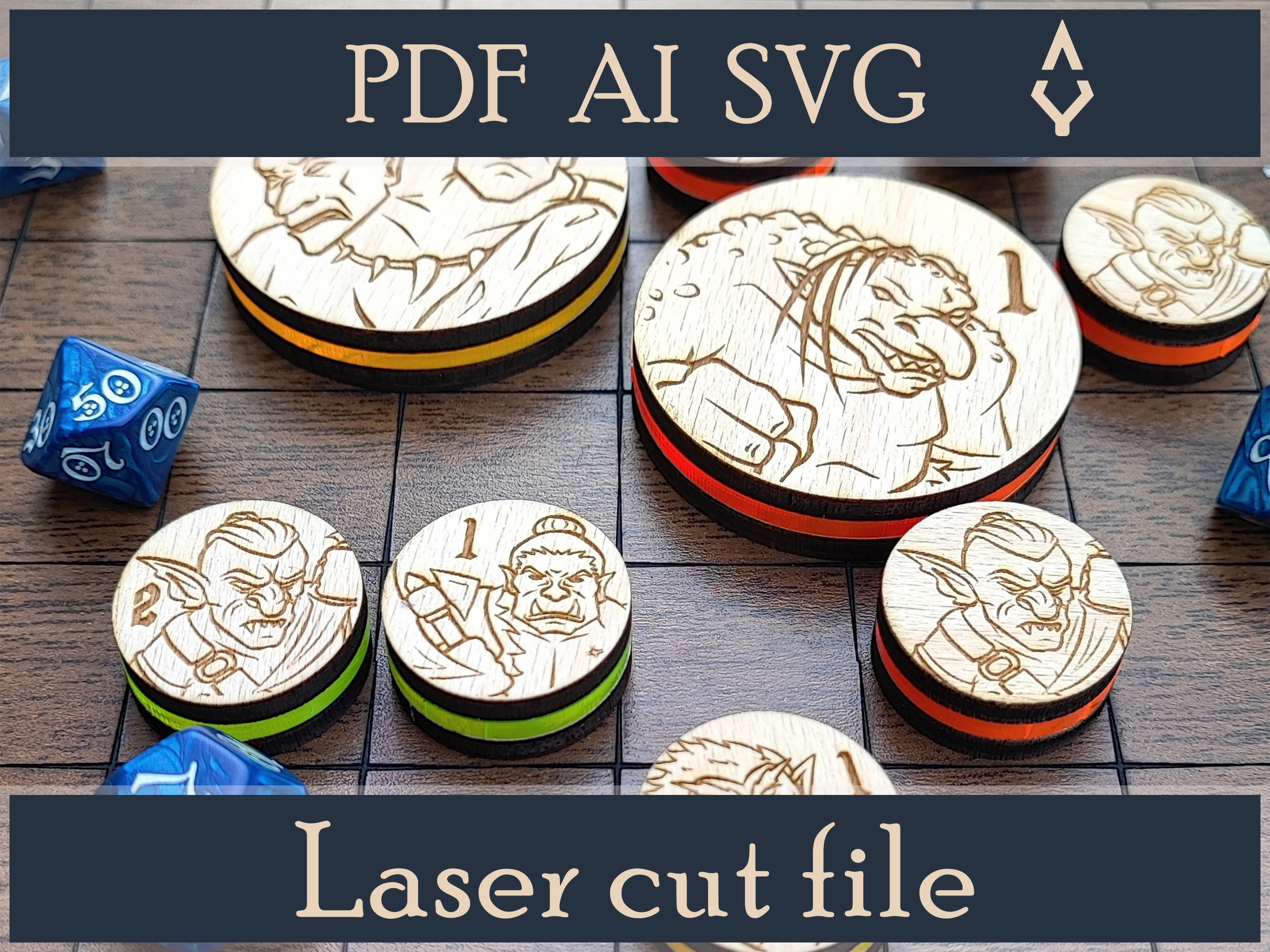 Tabletop RPG Monster Token Set Laser Cut Files 3mm Digital Product ...