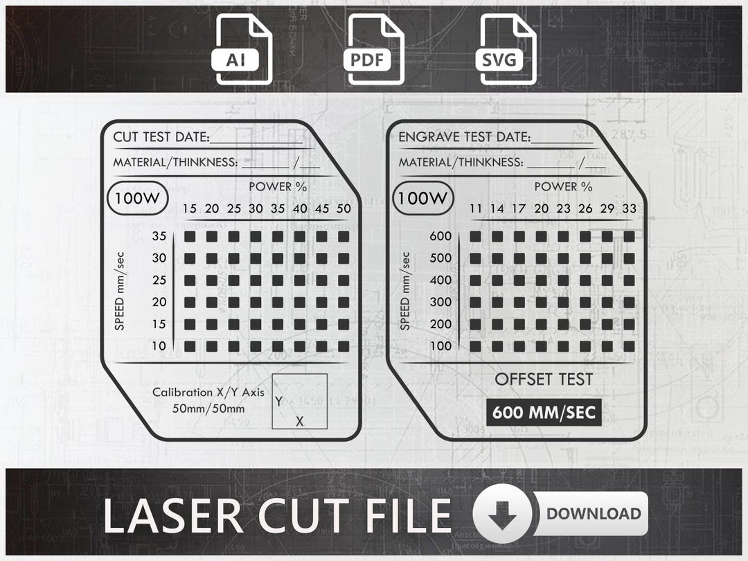Laser Cutting and Engrave Calibration Card - Laser SVG Test File ...