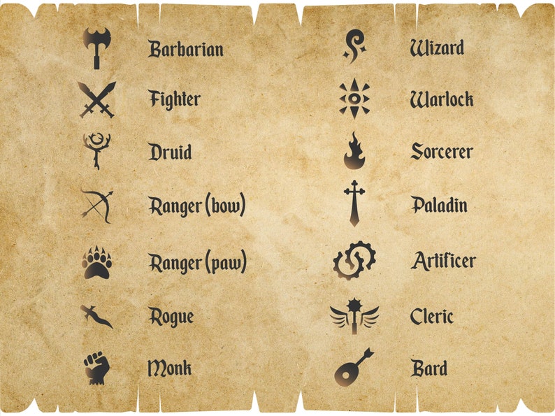 Dungeons and Dragons Classes Icon Vector File Digital File: PDF SVG EPS ...