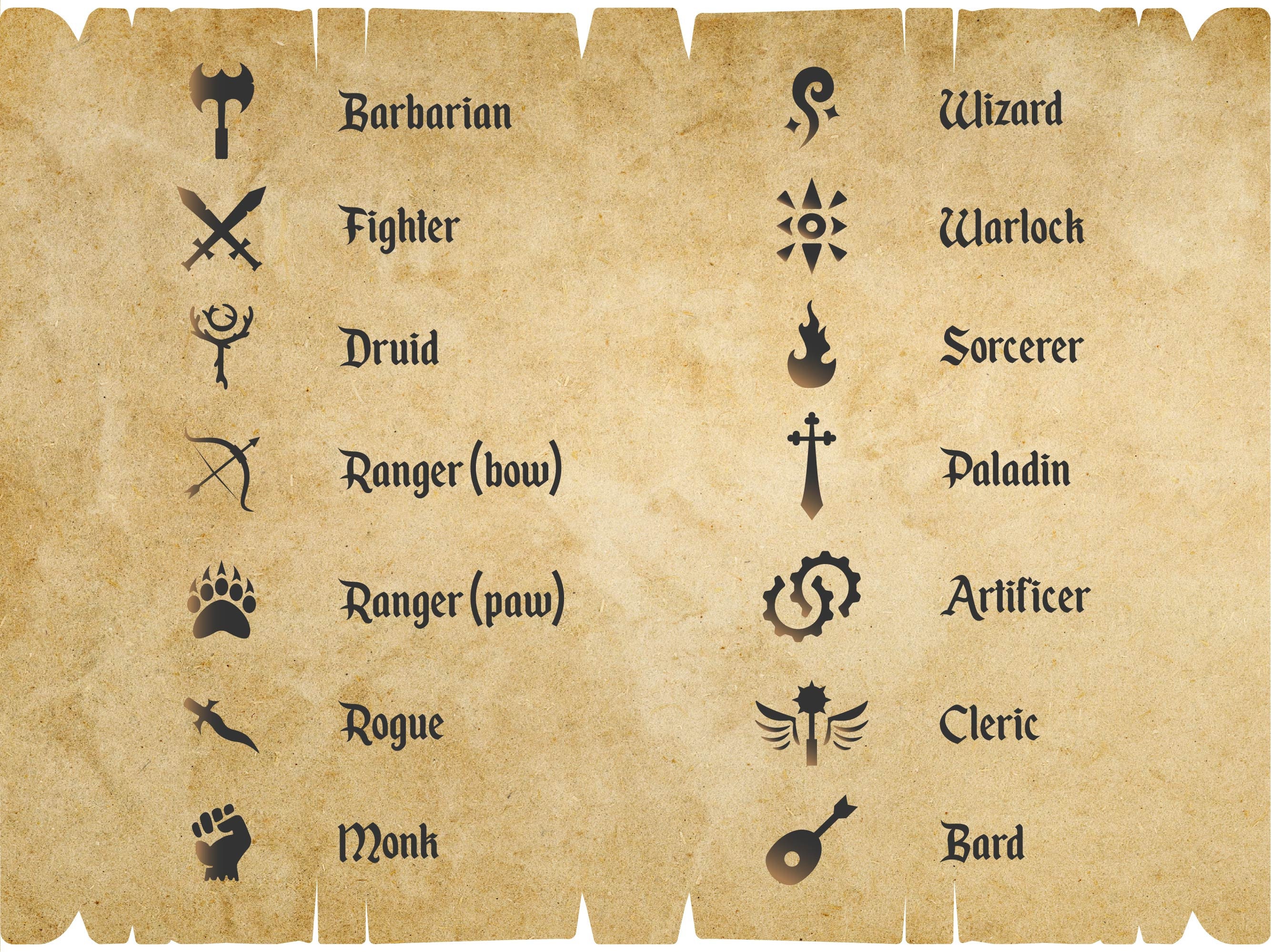 Dungeons and Dragons Classes Icon Vector File Digital File: PDF SVG EPS ...