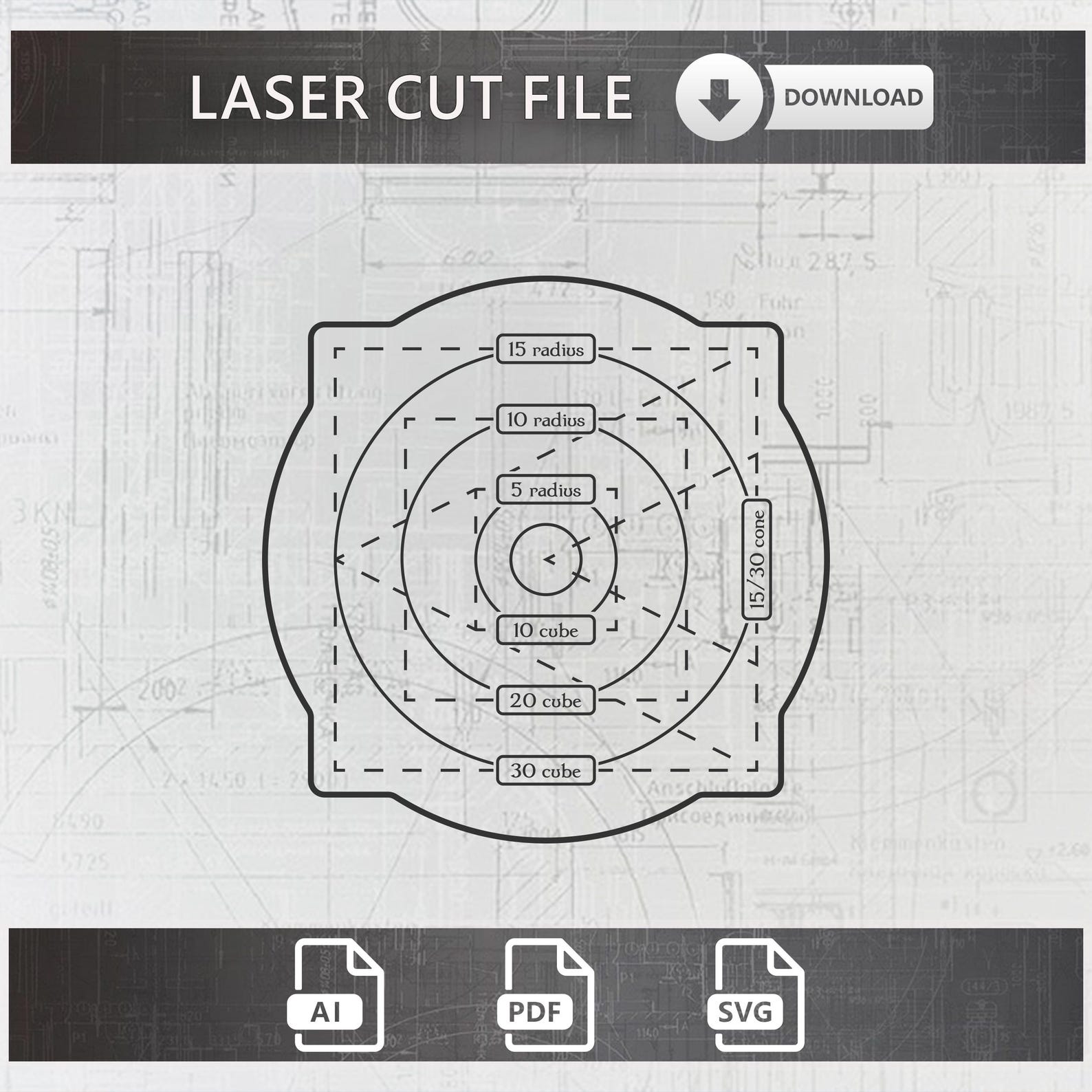 Dungeons and Dragons Laser Cut SVG File – Dnd Area of Effect Spell ...