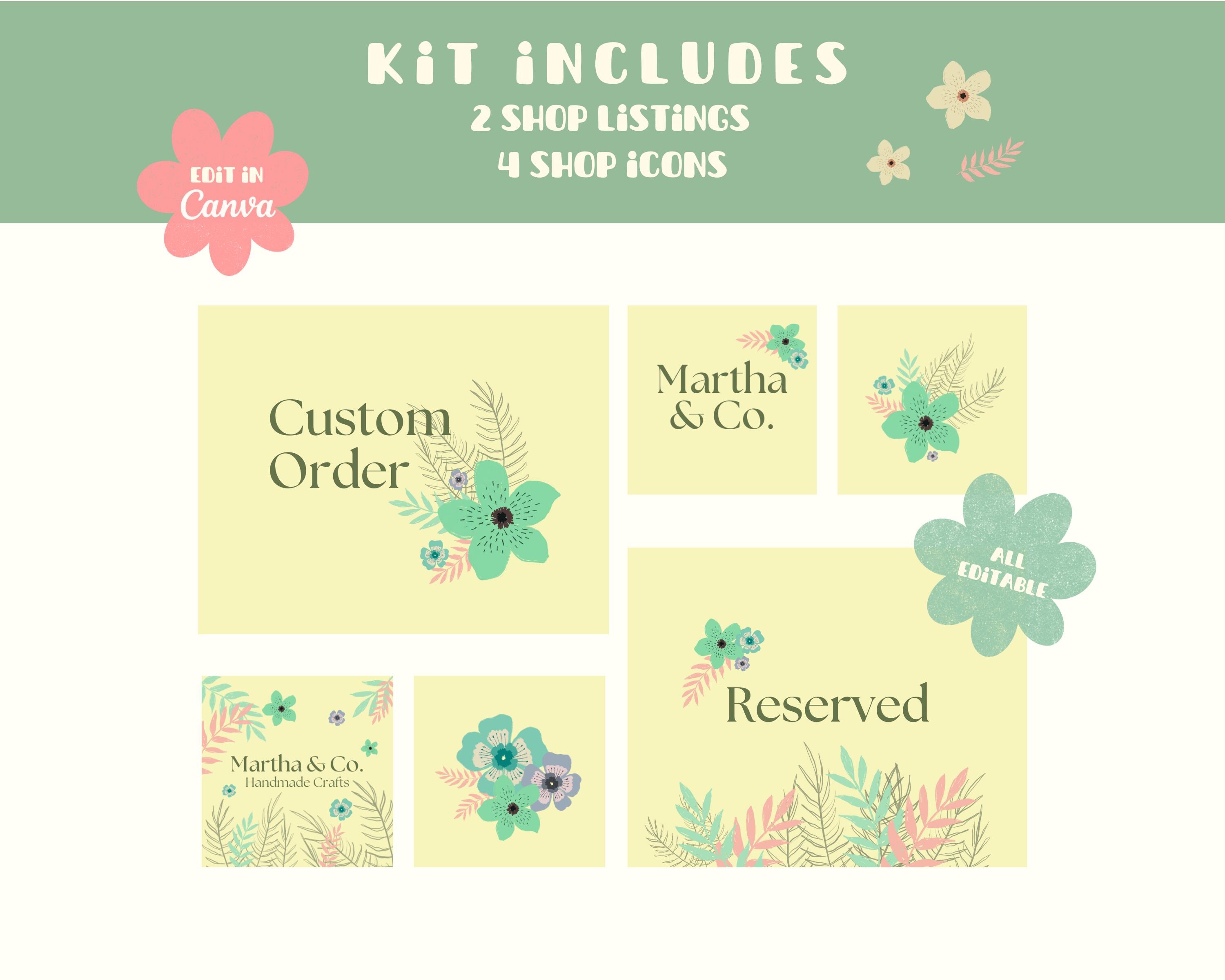 Etsy Shop Kit Template, Editable in Canva, Banner, Listings & Icons ...