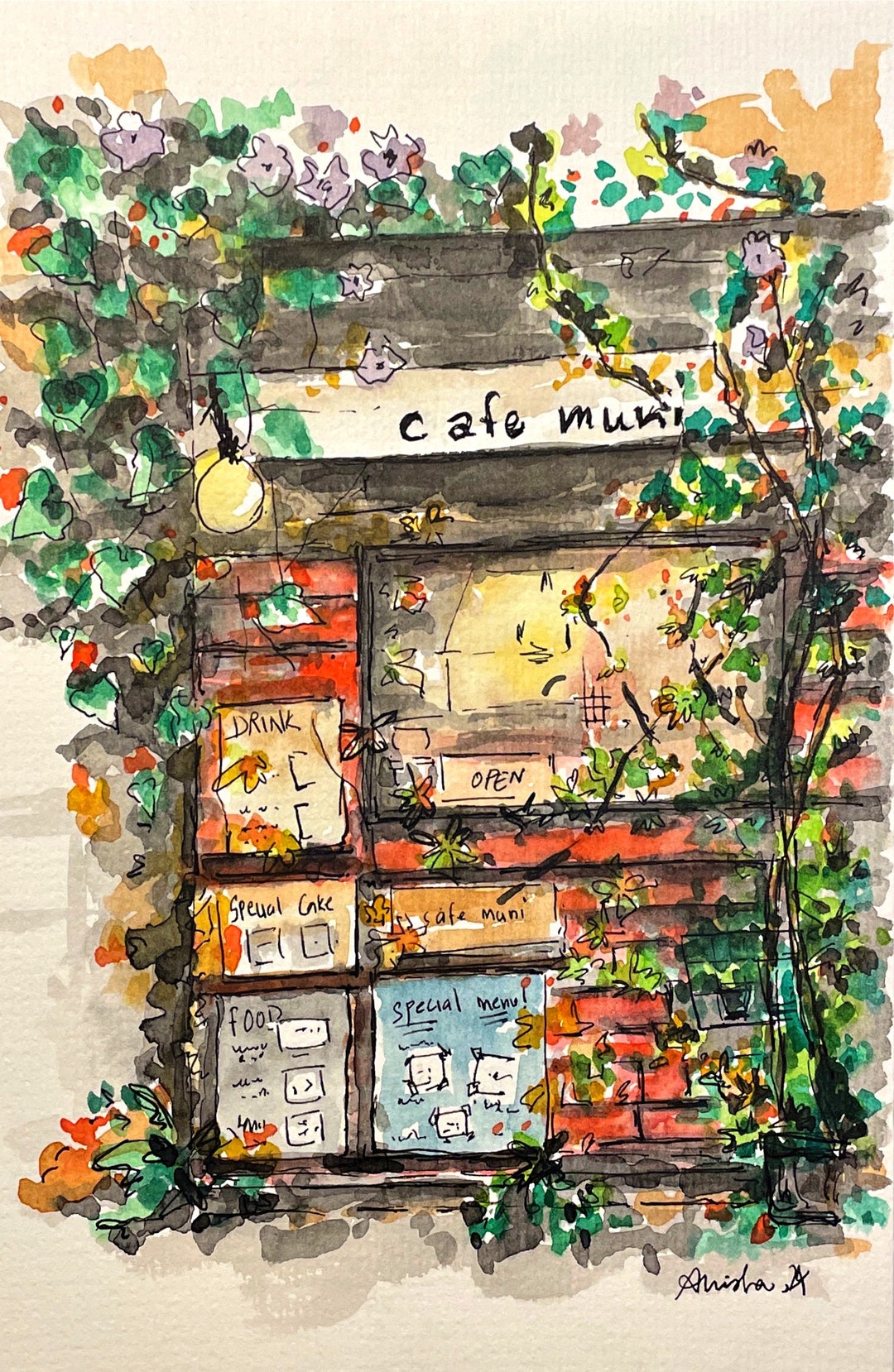 Custom Store Fronts Watercolour Paintings, 5x7 Inch - Etsy