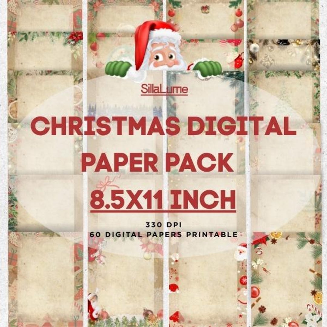 Vintage Holiday Digital Backgrounds Pack | 60 Printable Designs 8.5x11 ...