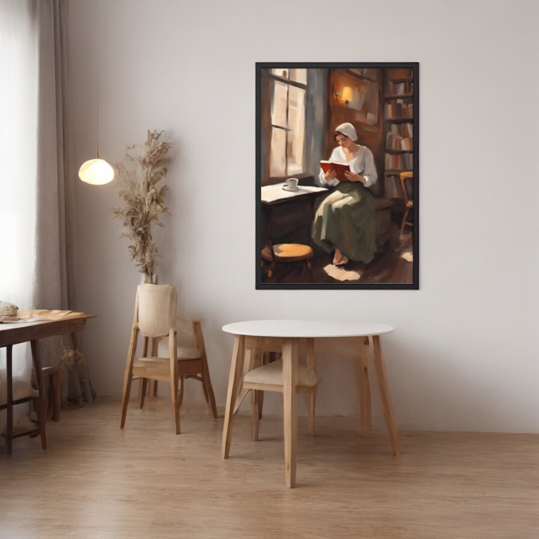 Woman Reading Portrait Painting Wall Art | Woman Portrait | Woman Wall ...