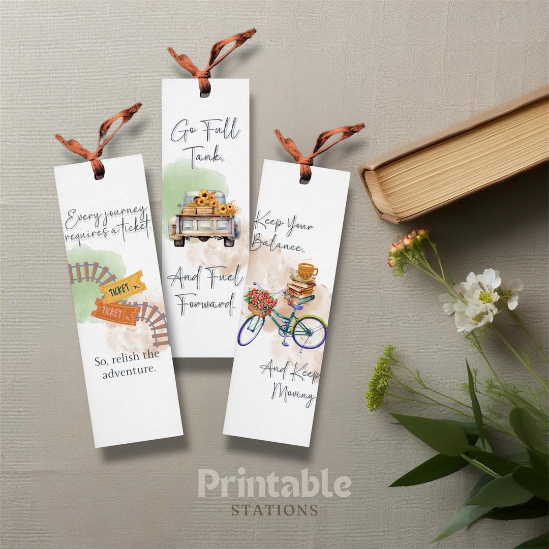 Printable Bookmarks Set, Set of 3 Printable Bookmarks, DIY Printable ...