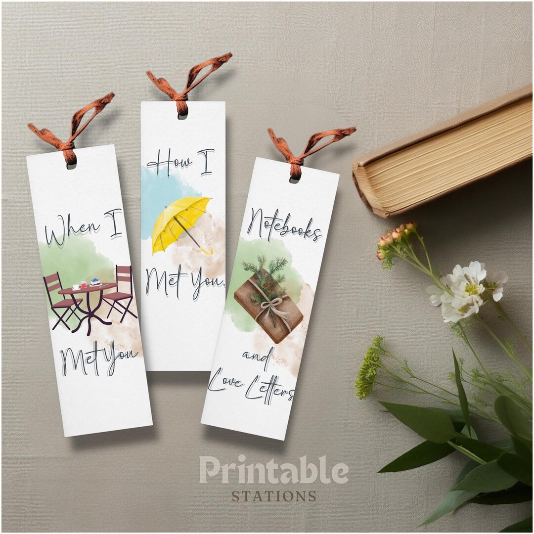 Romantic Bookmarks, Set of 3 Simple Printable Bookmarks, Minimalist ...