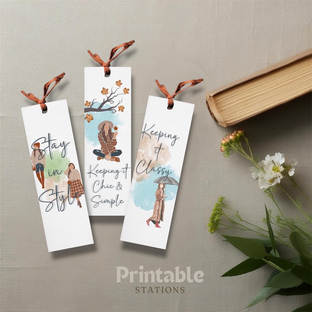 DIY Printable Bookmarks, Autumn Printable Bookmarks, Set of 3 Printable ...