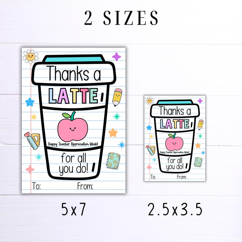 Teacher Appreciation Gift Card Holder, Gift Tag, LATTE Printable ...