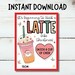 Printable Christmas Latte Gift Tag, Holiday Appreciation Gift Tag ...