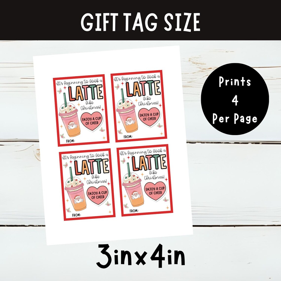 Printable Christmas Latte Gift Tag, Holiday Appreciation Gift Tag ...