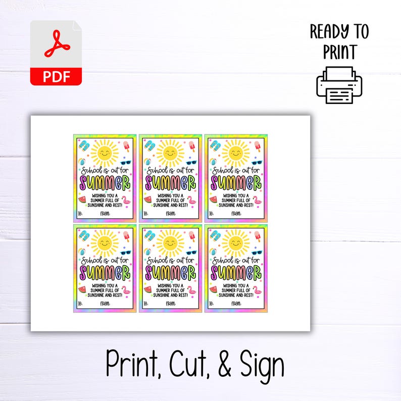 Summer Gift Tag, Printable End of Year Gift Tag, Editable & Ready to ...