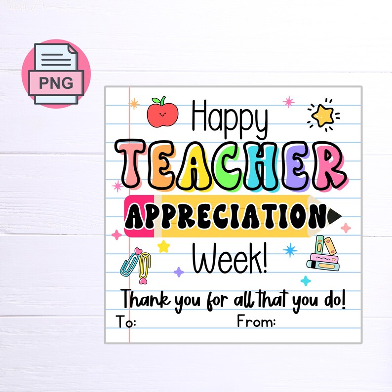 Teacher Appreciation Gift Tag Printable | Digital Download | Ready to ...