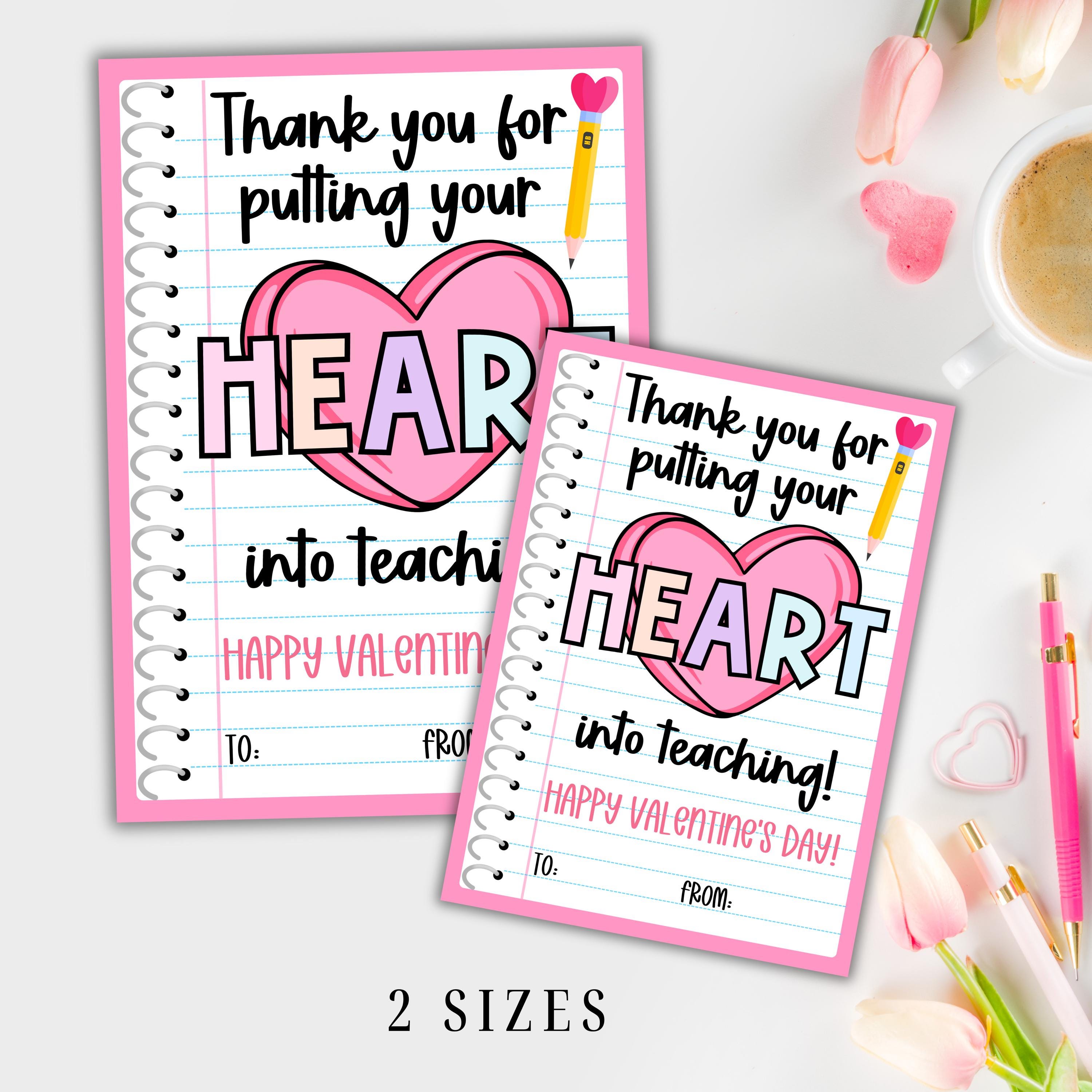 Printable Valentine Card for Teacher, Printable Valentine's Day Card ...