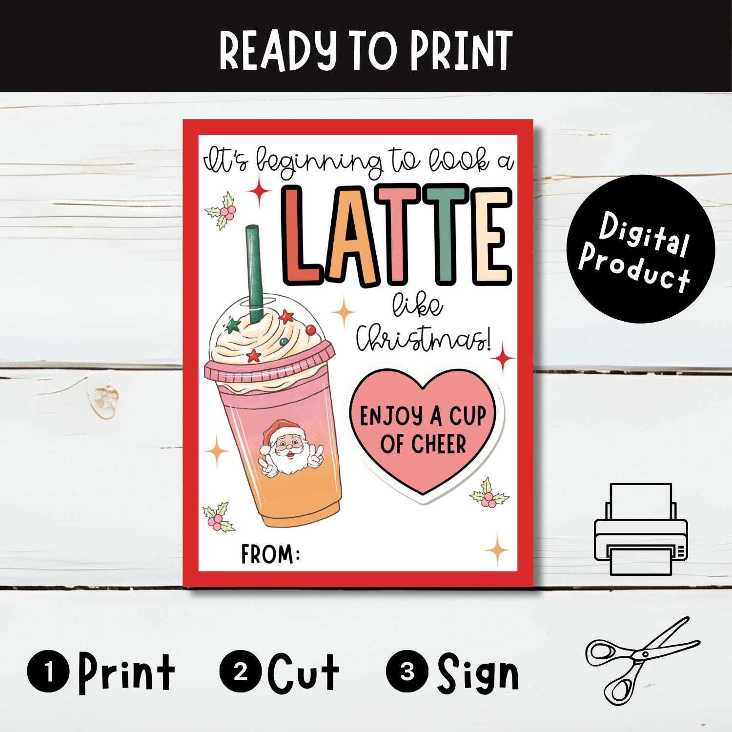 Printable Christmas Latte Gift Tag, Holiday Appreciation Gift Tag ...