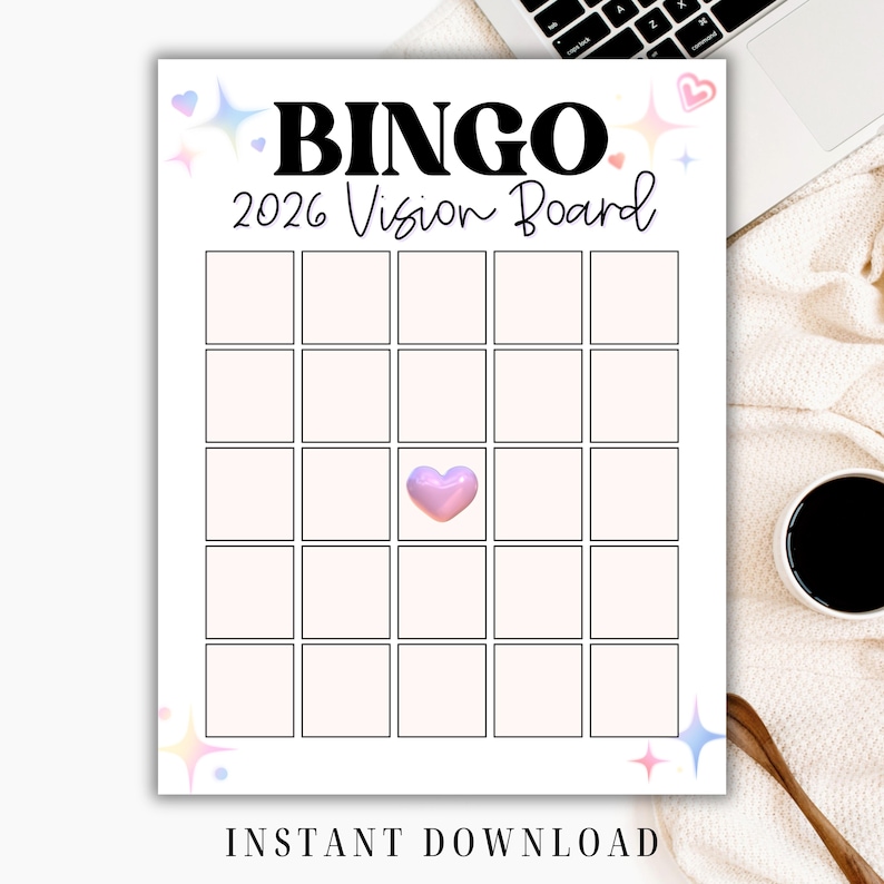 2026 Vision Board Bingo Card: New Year's Eve Party Game (printable PDF & Editable Template) - Etsy