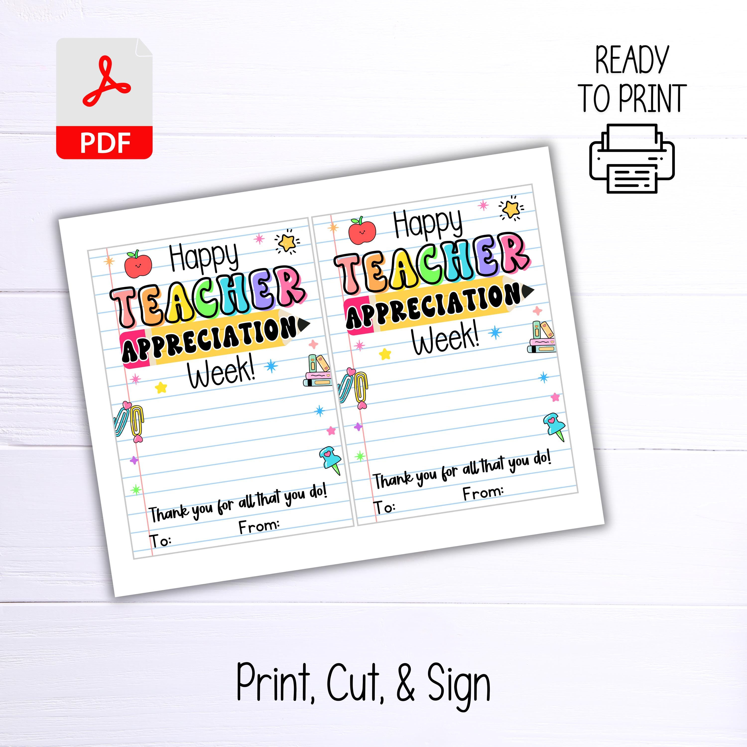 Teacher Appreciation Gift Card Holder | Digital Download | Printable - Etsy
