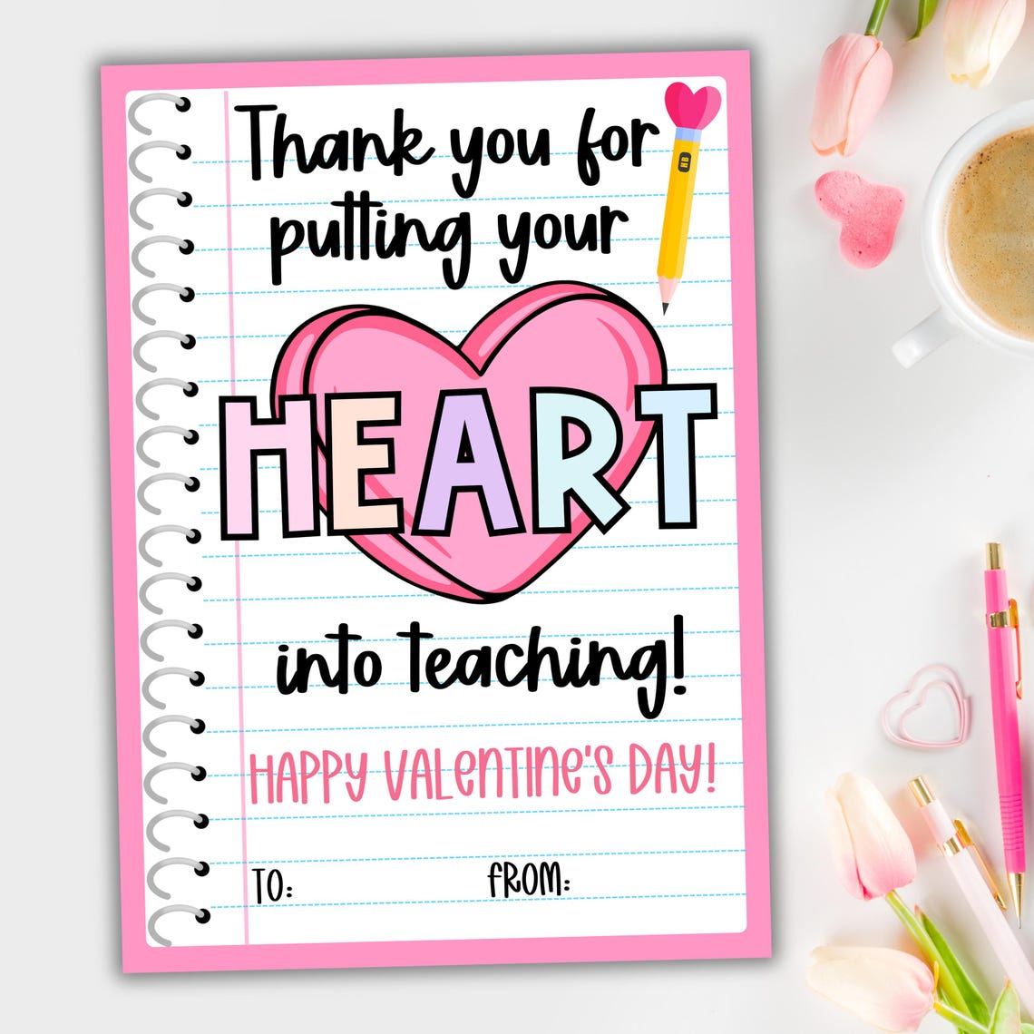 Printable Valentine Card for Teacher: Heartfelt Gift Tag (PDF) - Etsy