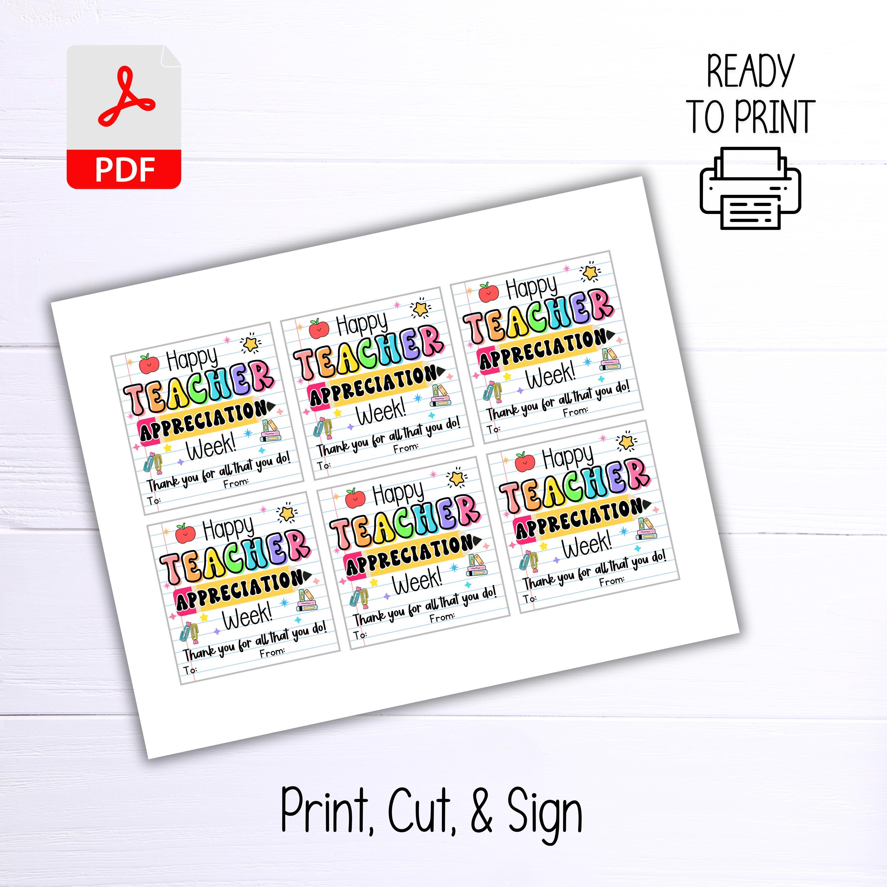 Teacher Appreciation Gift Tag Printable | Digital Download | Ready to ...