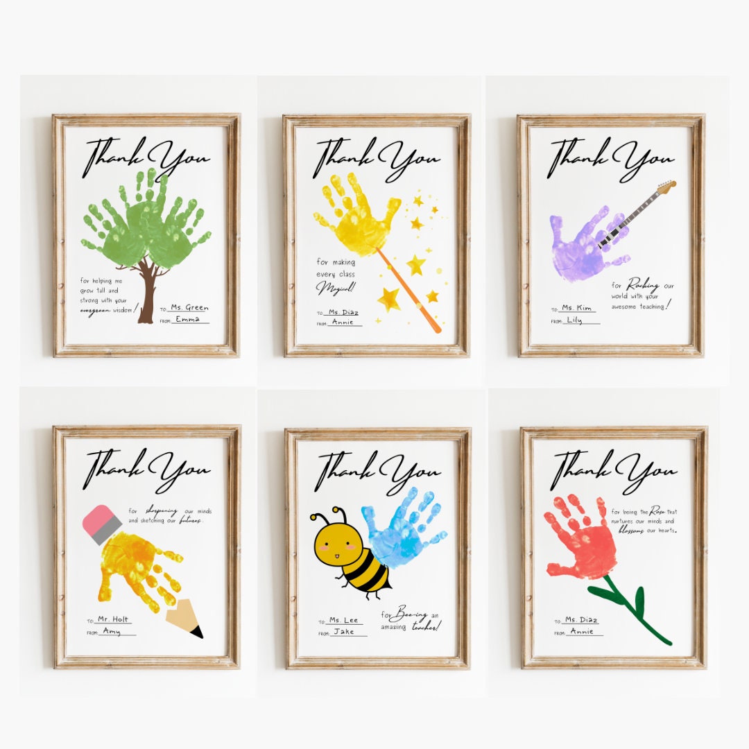 Teacher Appreciation Handprint Art, Bundle of 6, Handprint Teacher ...