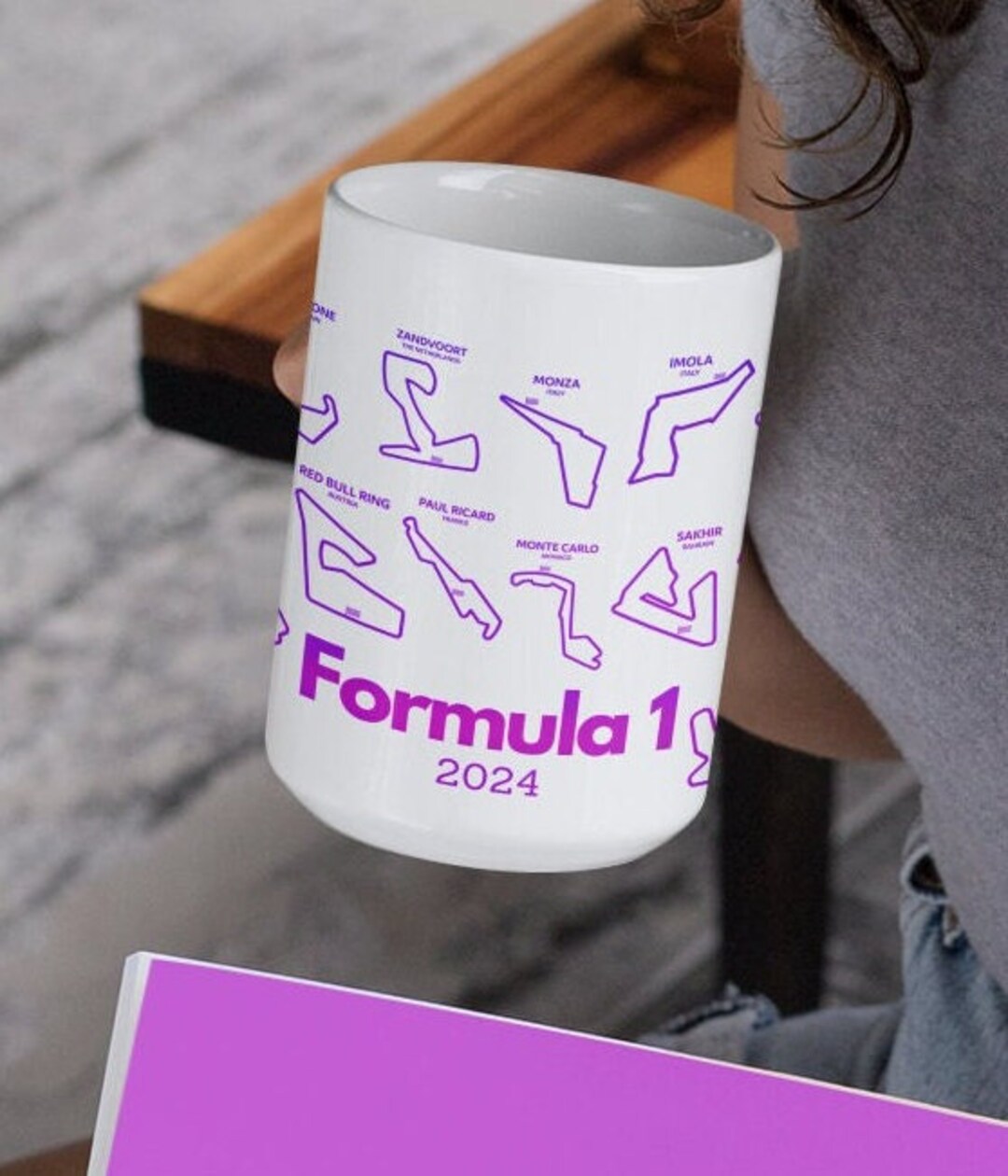 Gradient Formula 1 Mug, Blue Pink Ombre Coffee Cup for Her, F1 Track ...
