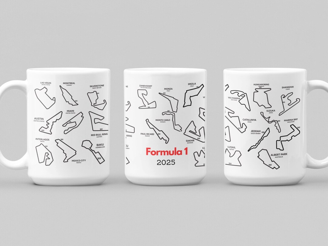 F1 Mug With 2025 Track List Ceramic Coffee Cup for Formula 1 Fans Gift ...