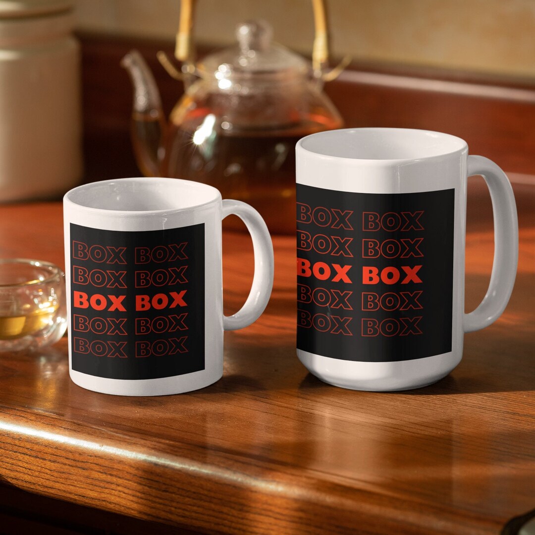Box Box Mug - Motorsport Fan Coffee & Tea Mug in Black With Red ...