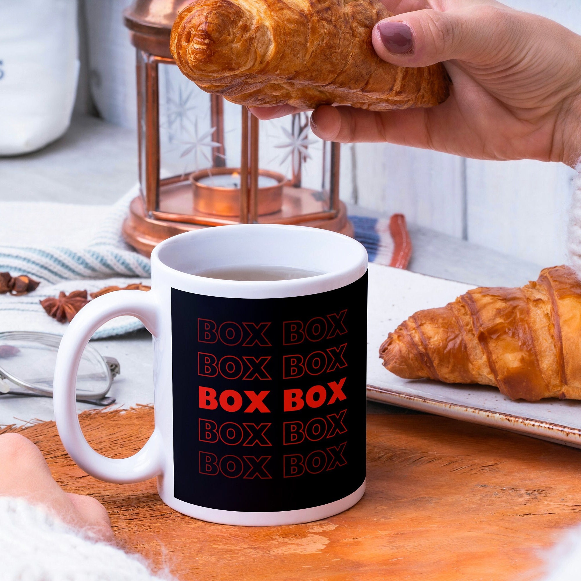 Box Box Mug Motorsport Fan Coffee & Tea Mug in Black With Red Gradient ...