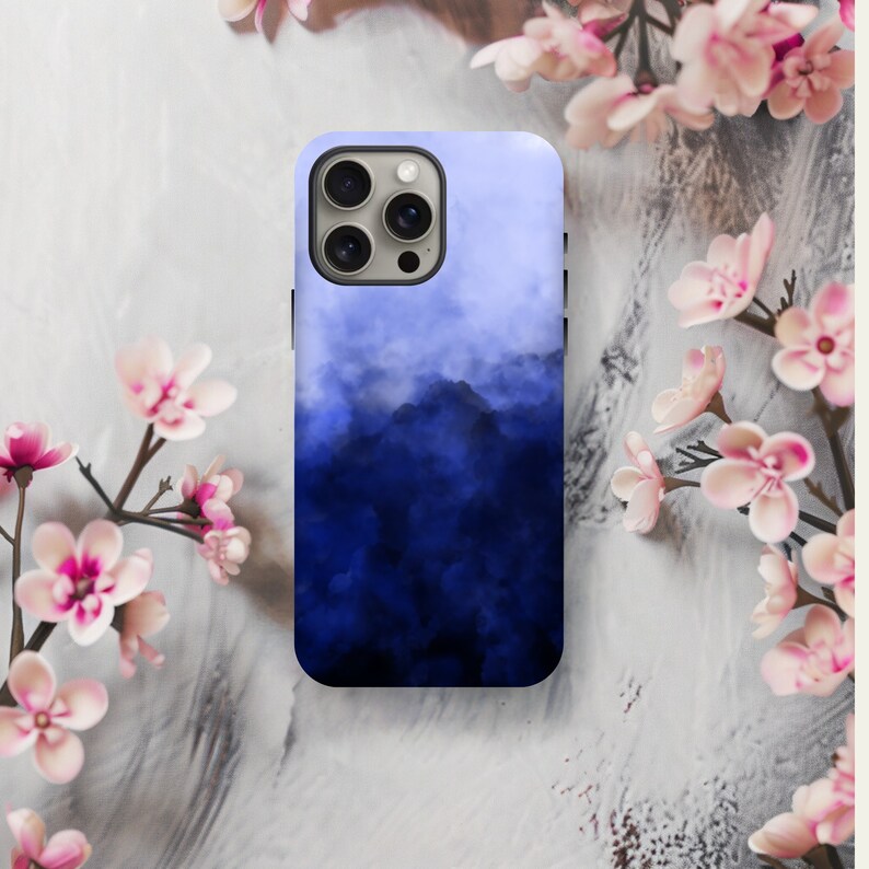 Unique Blue Smoke Design Tough Phone Case - Customizable Sizes - Gift ...
