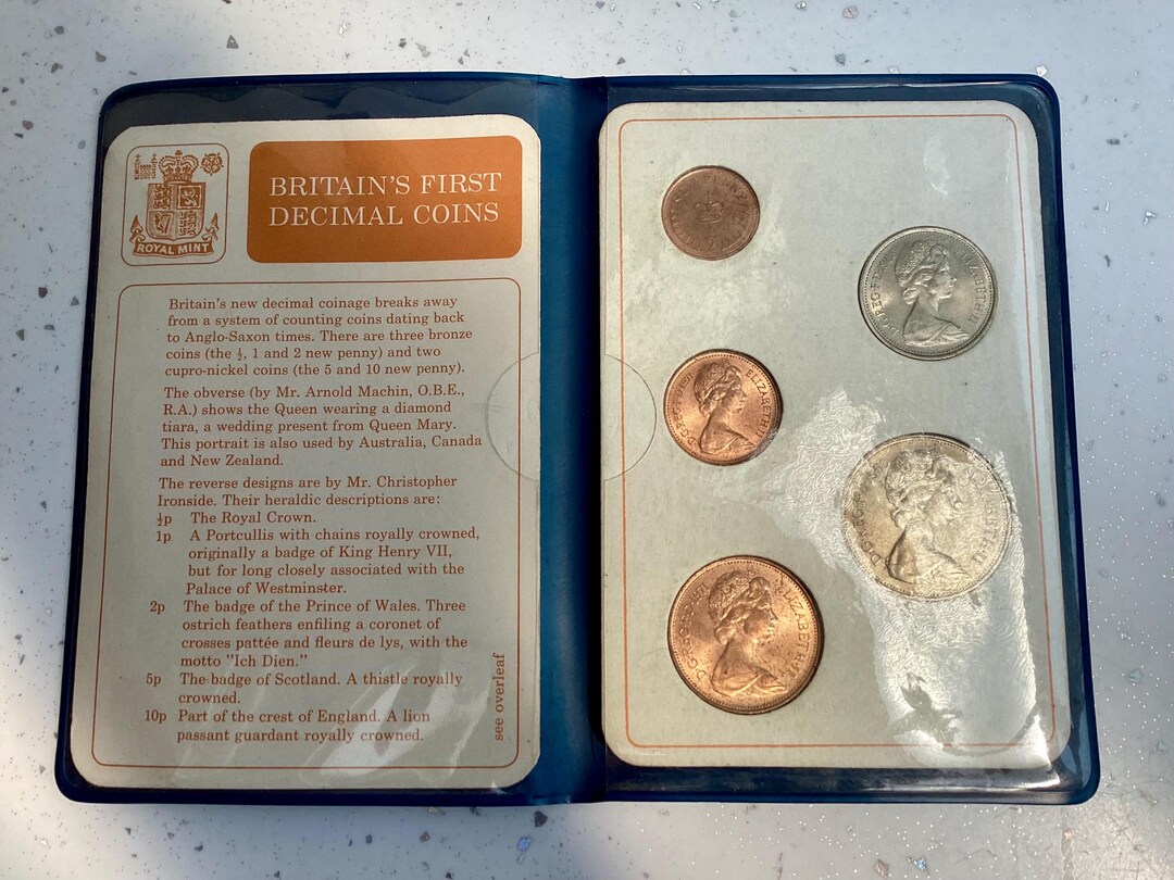 Britains First DECIMAL COINS Introductory Pack of the New Currency ...