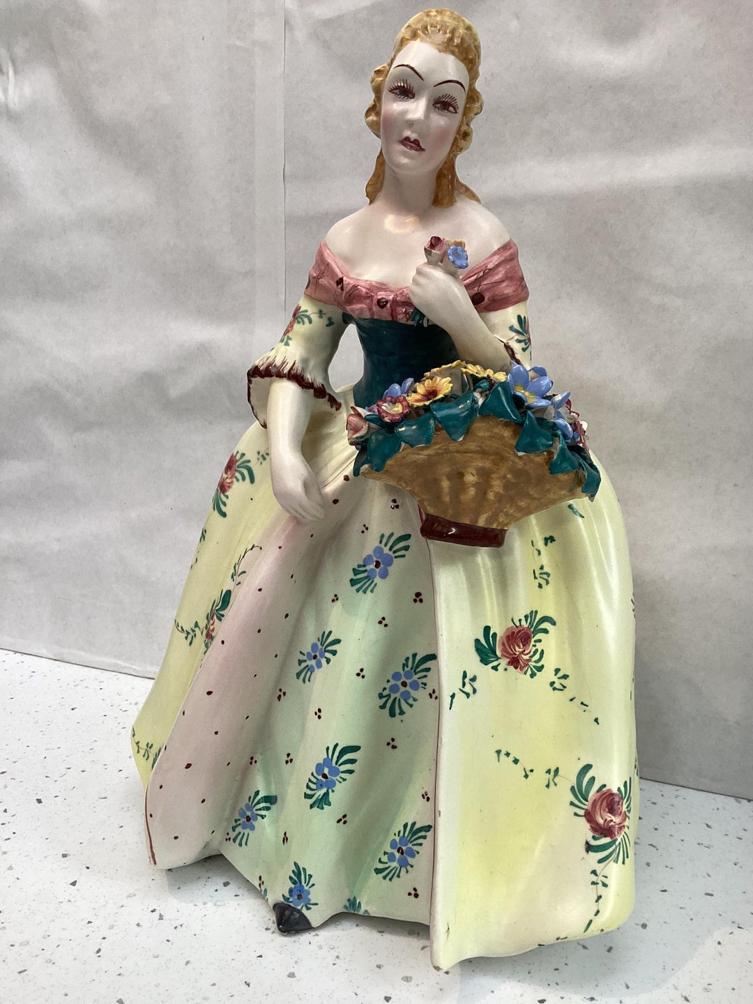 Vintage Porcelain Lady Figurine , Bassano, Made in Italy, 10 1/2 X 8 ...