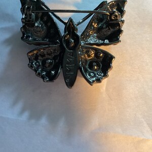 MMA Butterfly Brooch Pin Black Metal Swarovski Crystals , Red Cabochon ...
