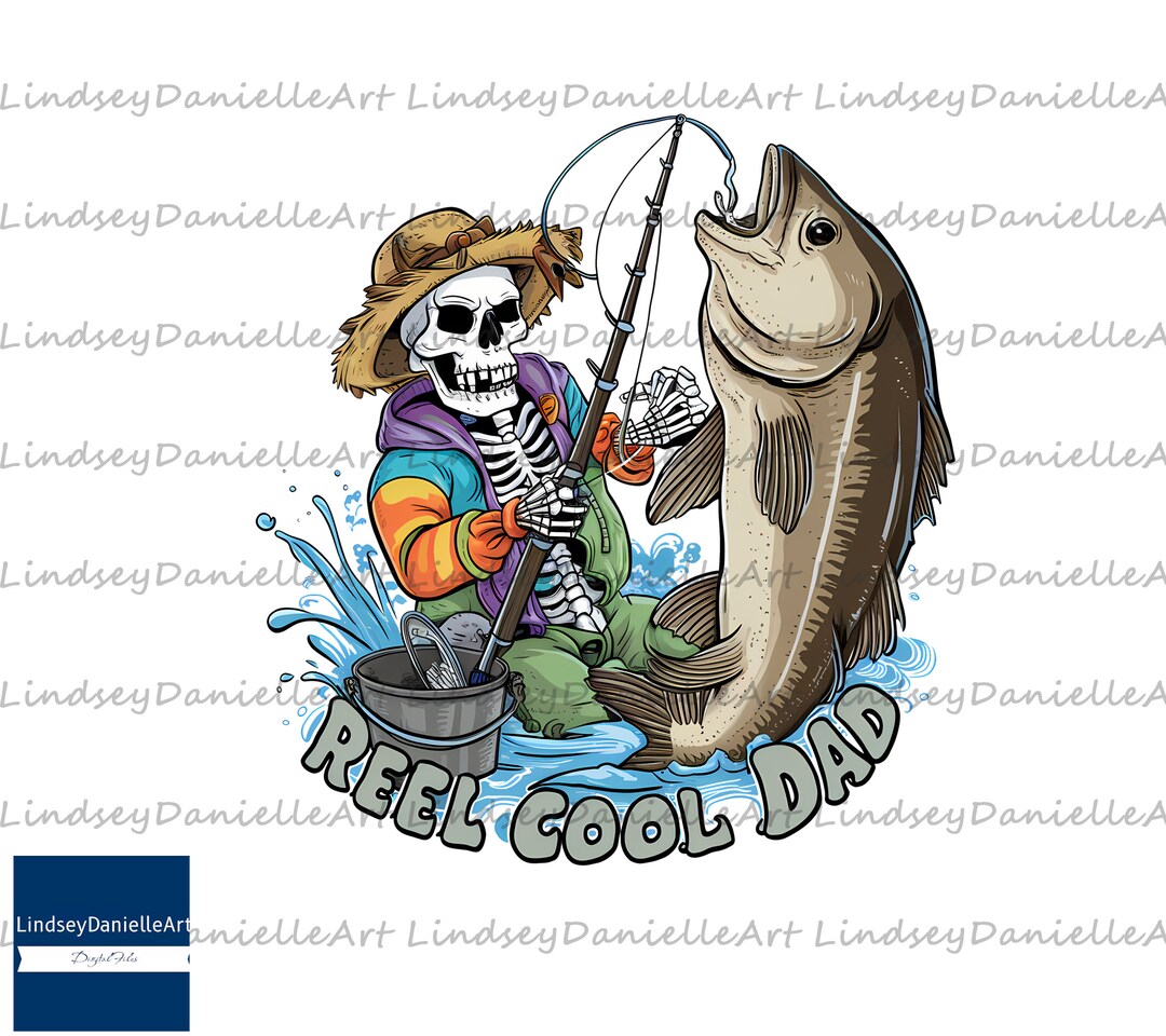 Skeleton Father Reel Cool Dad PNG - Etsy