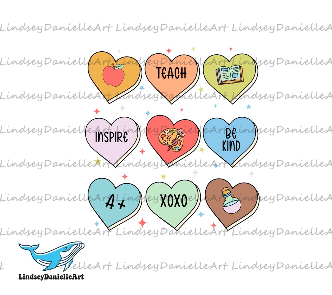 Teacher Candy Heart Png,conversation Hearts Png,cute Teacher Valentine ...