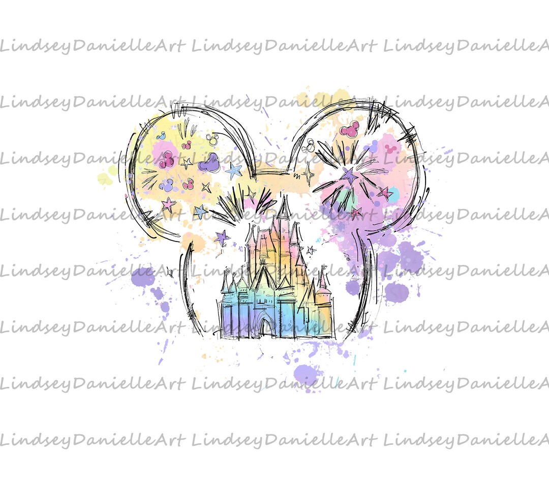 Watercolor Mouse Ear Castle Png, Colorful Castle Png, Watercolor Castle ...
