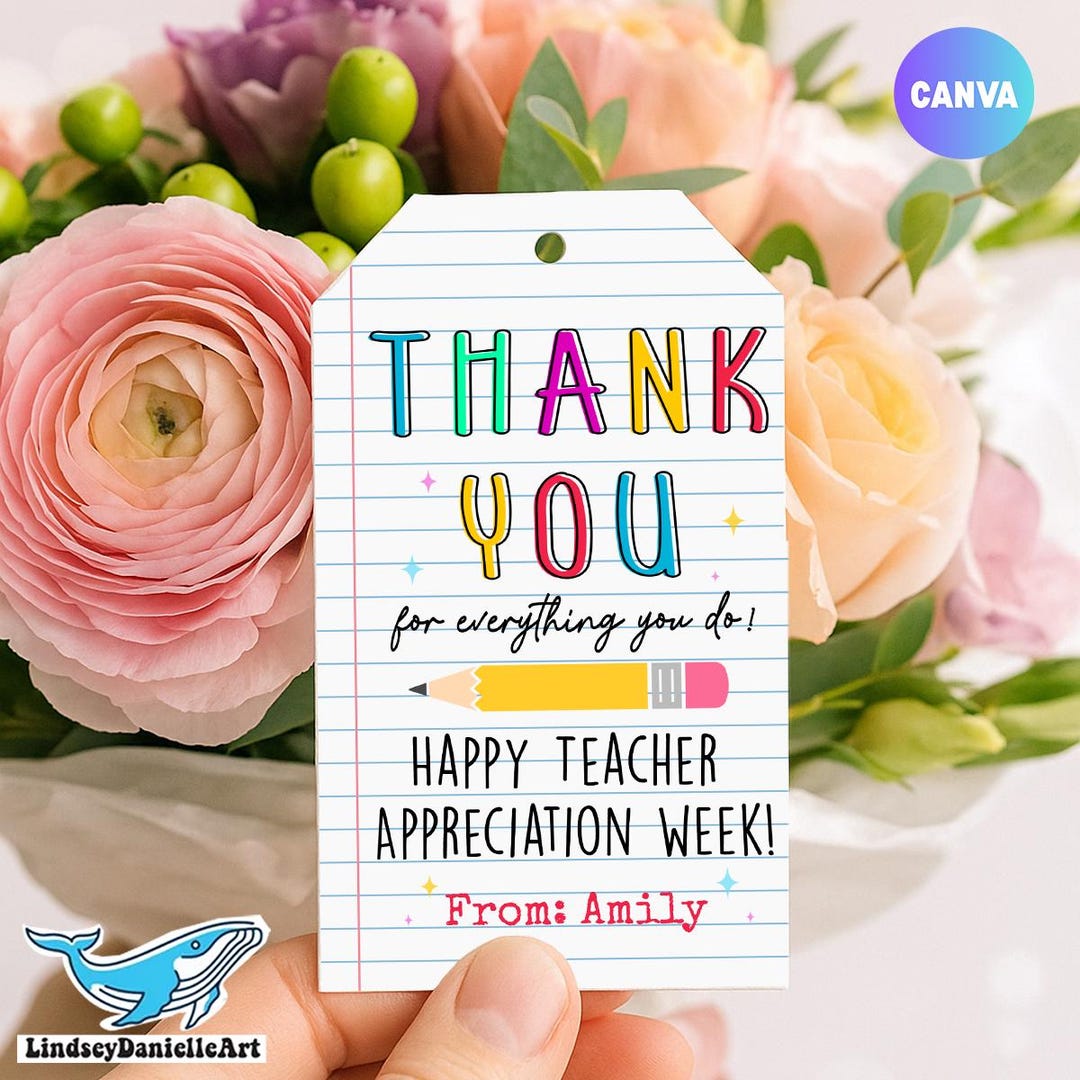 Teacher Appreciation Week Gift Tag, Printable Teacher Appreciation ...