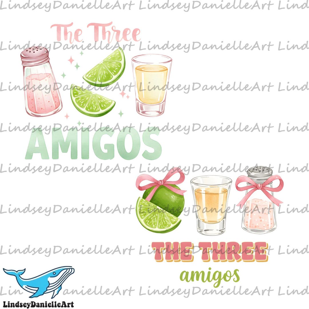 The Three Amigos PNG Bundle, Cute Pastel Tequila Lime Salt Clipart Set ...