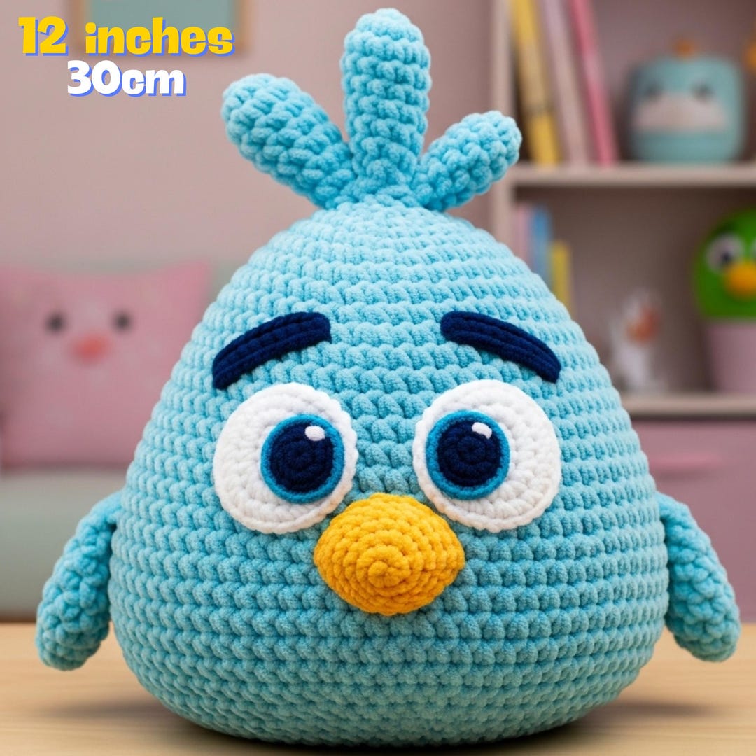 Handmade Crochet Blue Bird Plush Toy, Gamer Decor - Etsy
