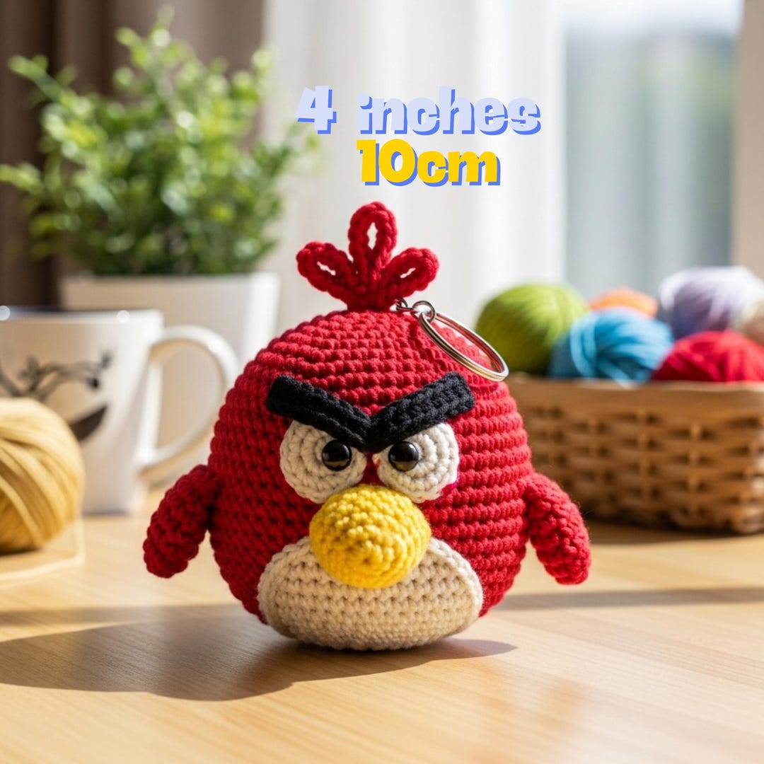 Handmade Crochet Red Bird Plush: Angry Style Stuffed Toy - Etsy