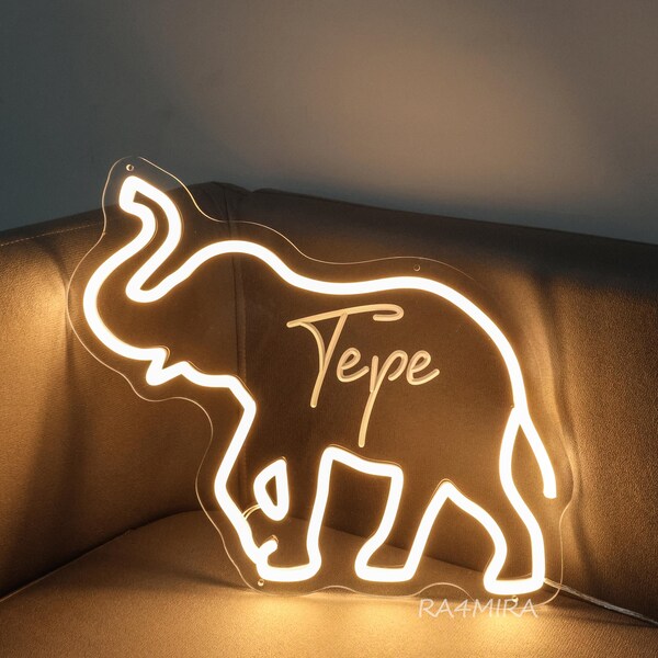 Elephant Neon Sign Art - Etsy