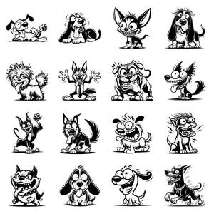 124 Cartoon Mad Dog SVG Bundle: Crazy Dog Breeds Clipart (PNG, DXF) - Etsy