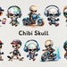 20 Watercolor Chibi Skull PNG - Graffiti T-shirt, Sticker, Digital ...